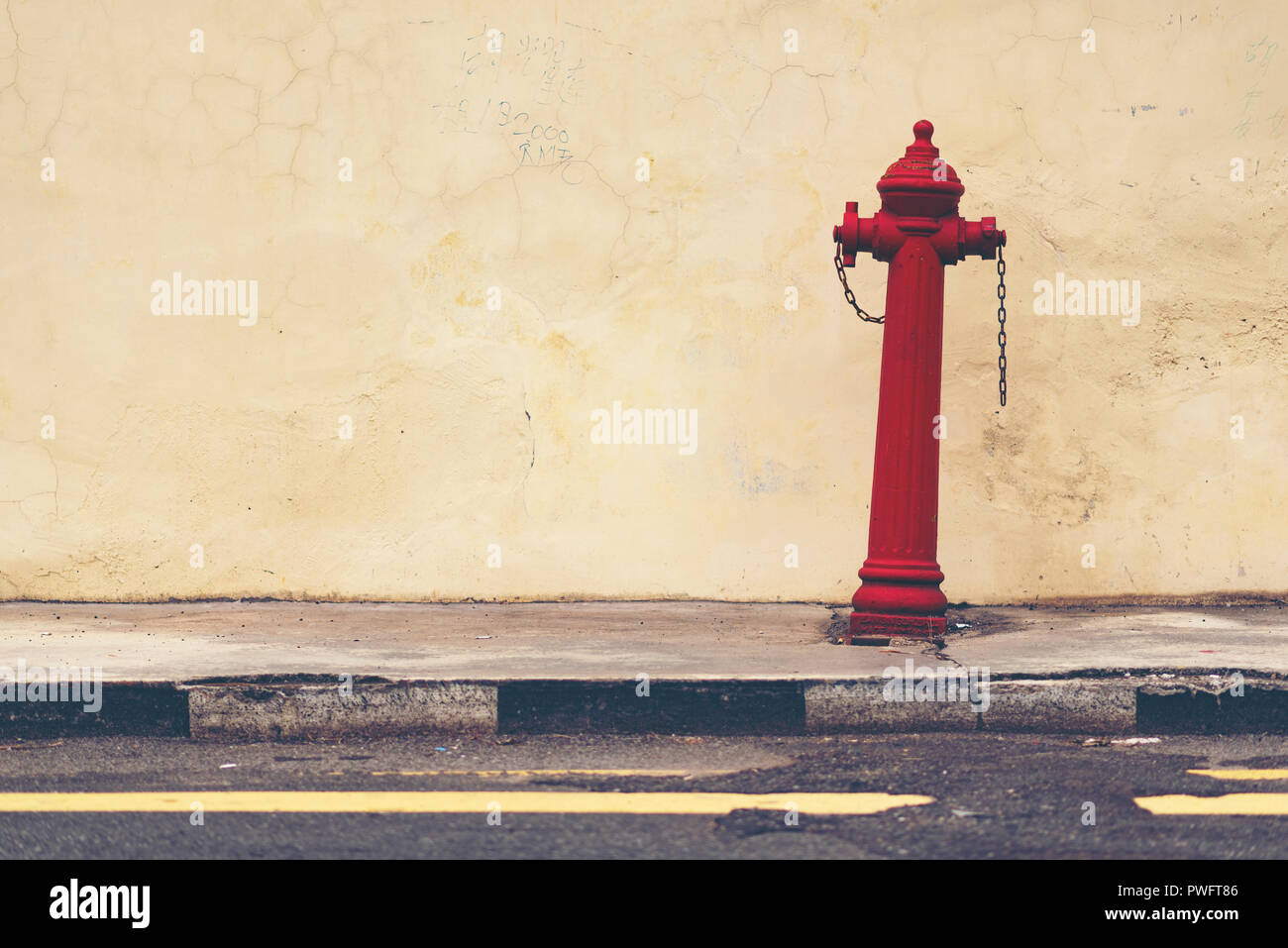 red street water valve or red fire hydrant ( emergency concept Stock ...