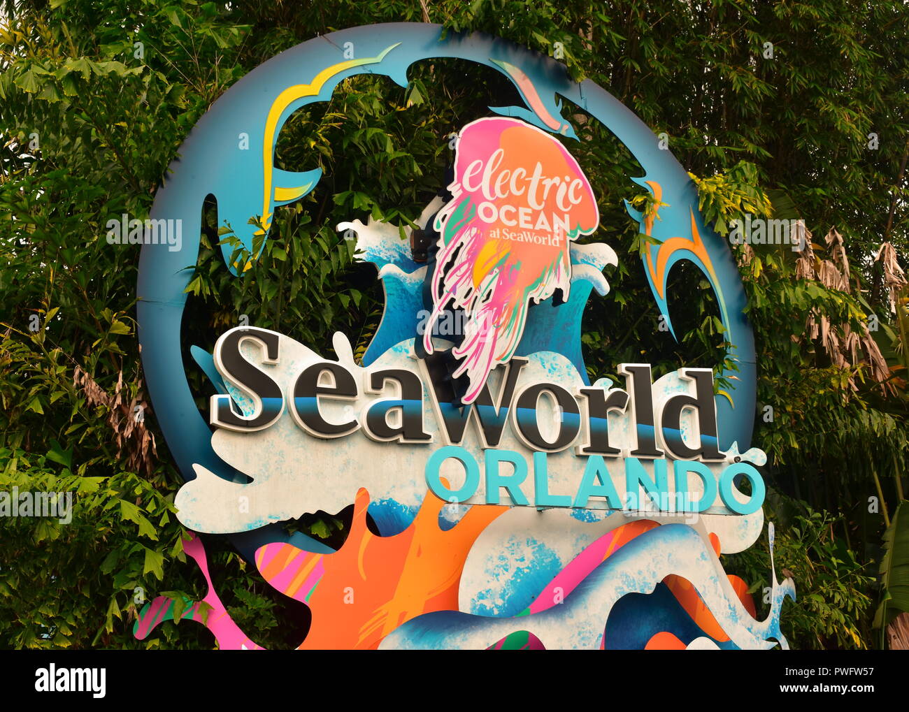 Orlando, Florida. September 09, 2018 Seaworld Sign close to ...