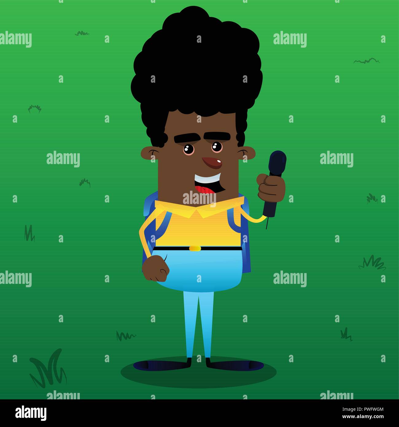 Schoolboy holding microphone. Vector cartoon character illustration Stock Vector Image & Art - Alamy