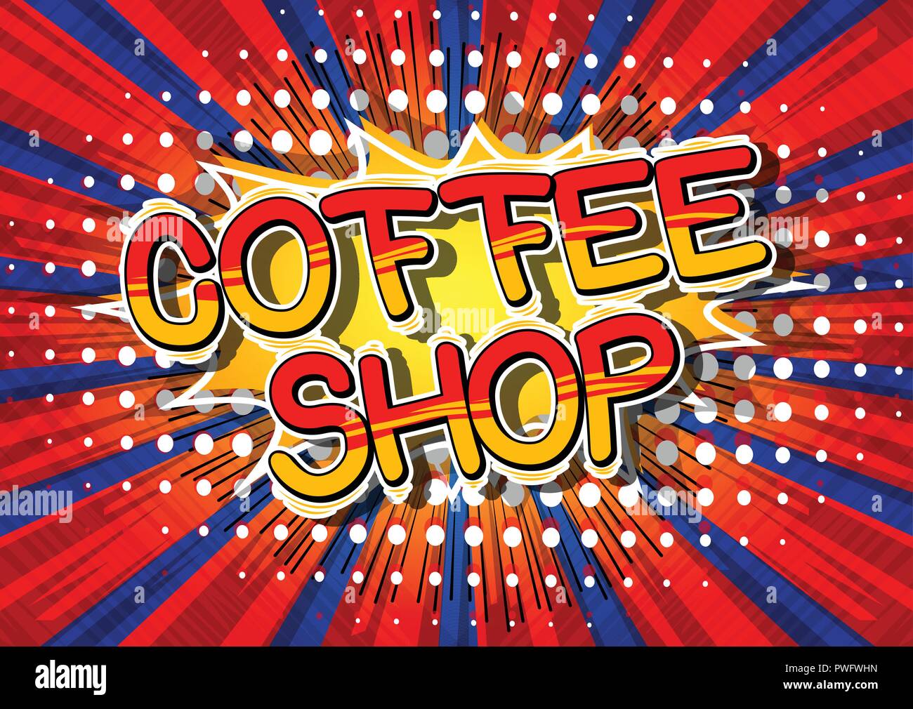 Coffee Shop - Vector illustrated comic book style phrase Stock Vector ...