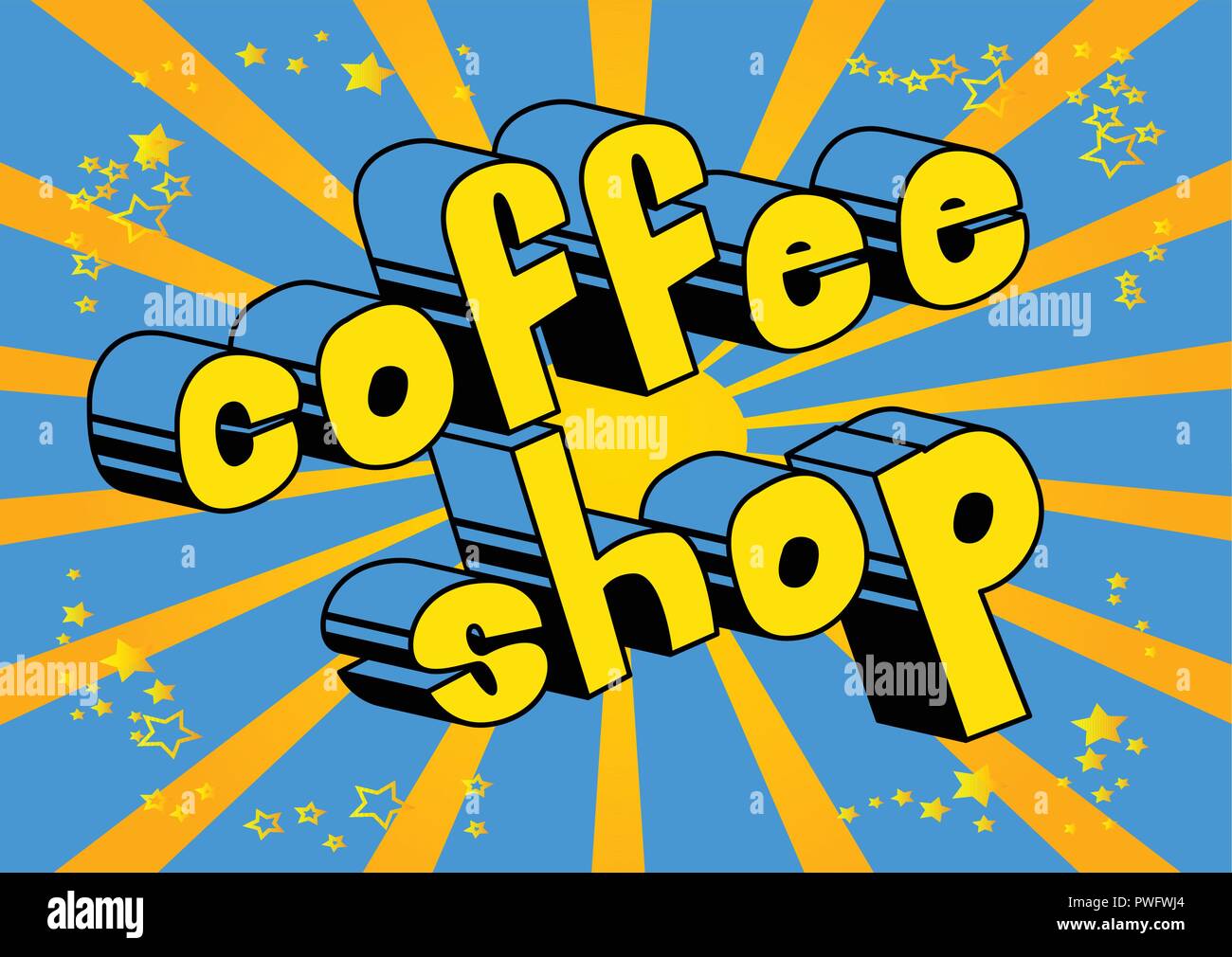 Coffee Shop - Vector illustrated comic book style phrase Stock Vector ...