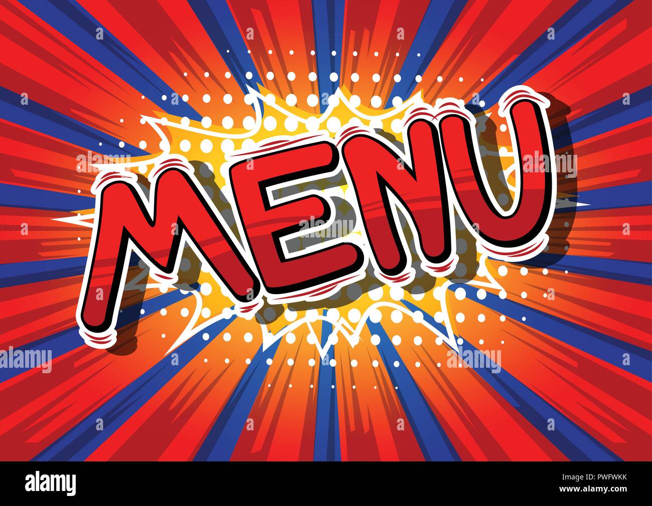 Menu - Vector illustrated comic book style phrase Stock Vector Image ...