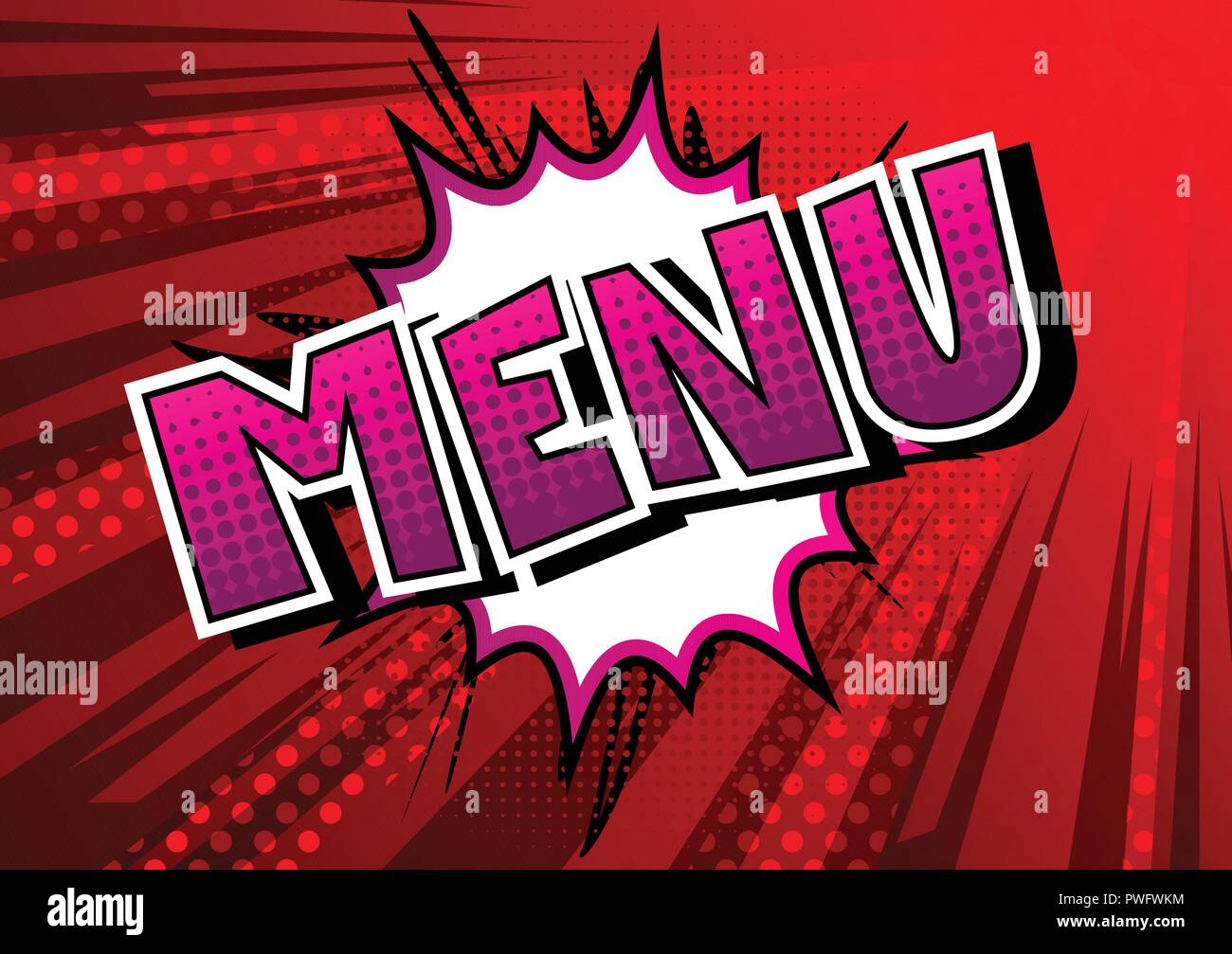 Menu - Vector illustrated comic book style phrase Stock Vector Image ...
