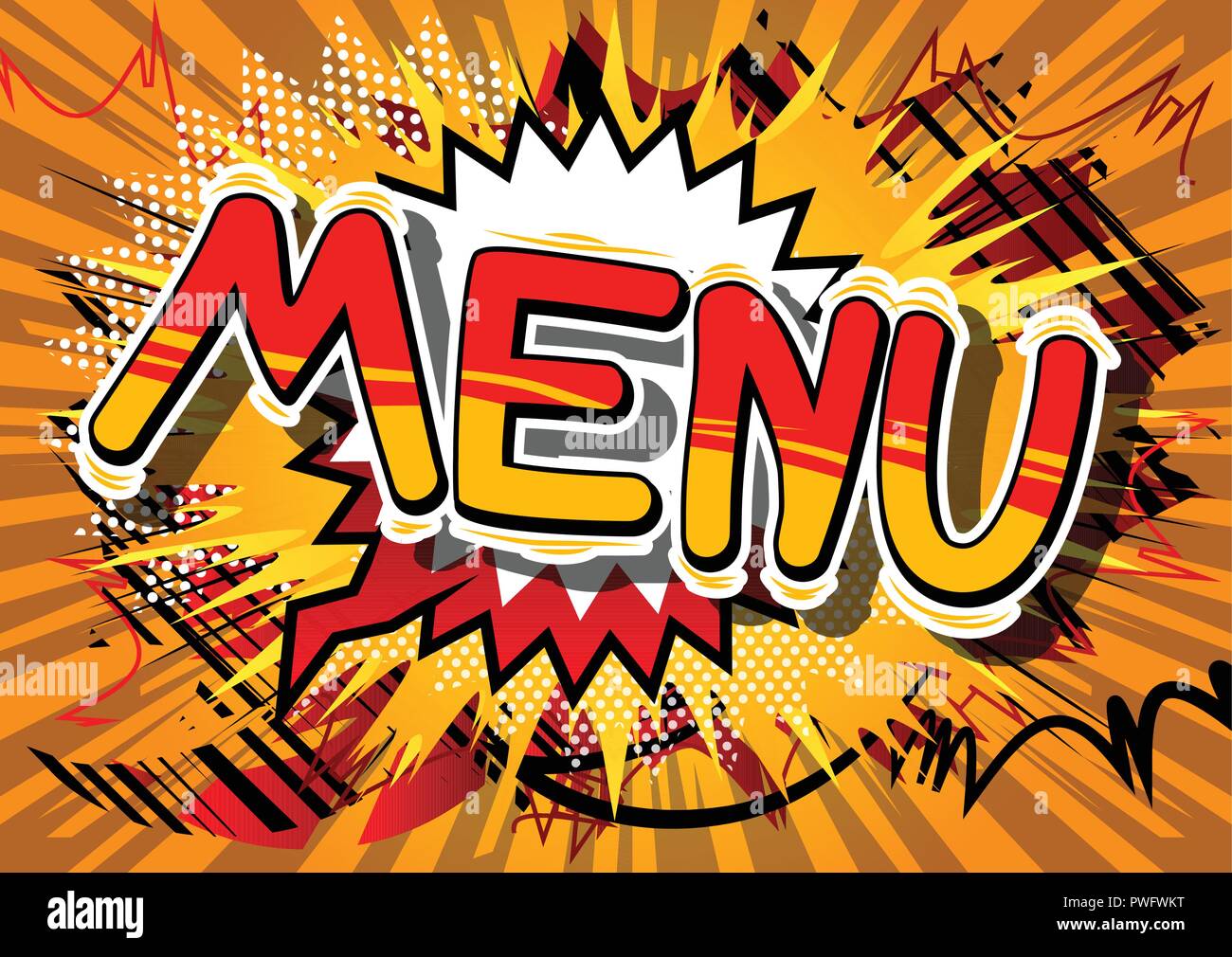 Menu - Vector illustrated comic book style phrase Stock Vector Image ...