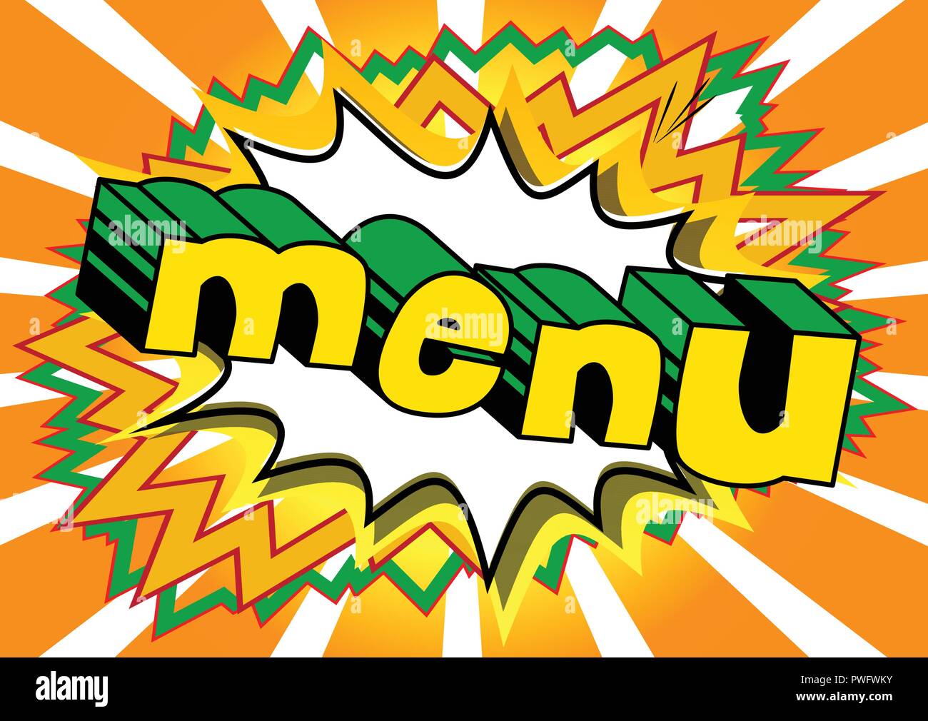 Menu - Vector illustrated comic book style phrase Stock Vector Image ...