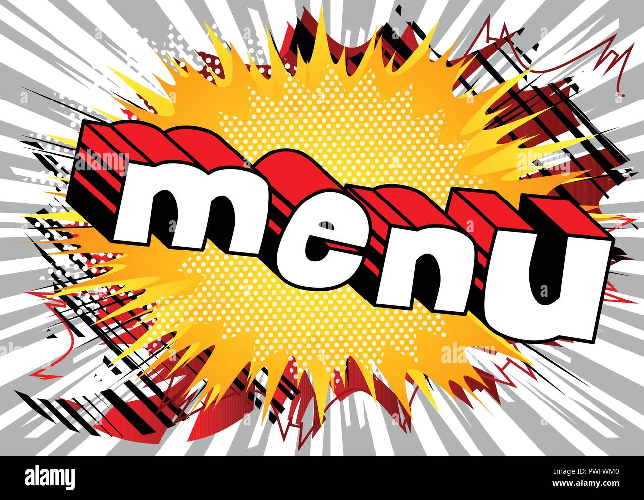 Menu - Vector illustrated comic book style phrase Stock Vector Image ...