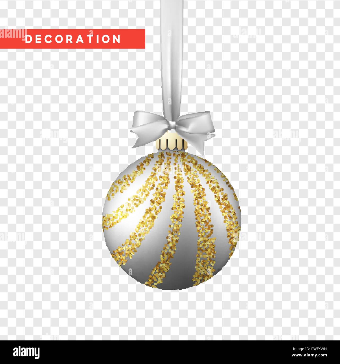 Xmas balls silver and gold color. Christmas bauble decoration elements ...