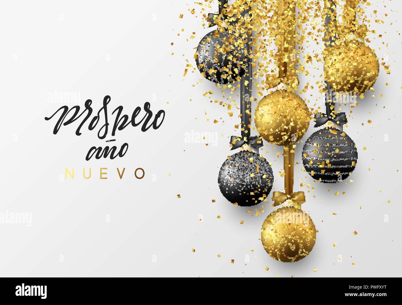 Spanish Prospero ano Nuevo. Feliz Navidad. Christmas greeting card ...