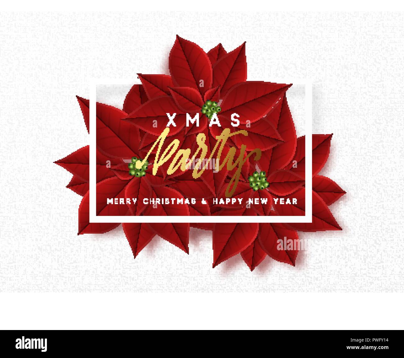Merry Christmas Background Decorated With Beautiful Red Buds