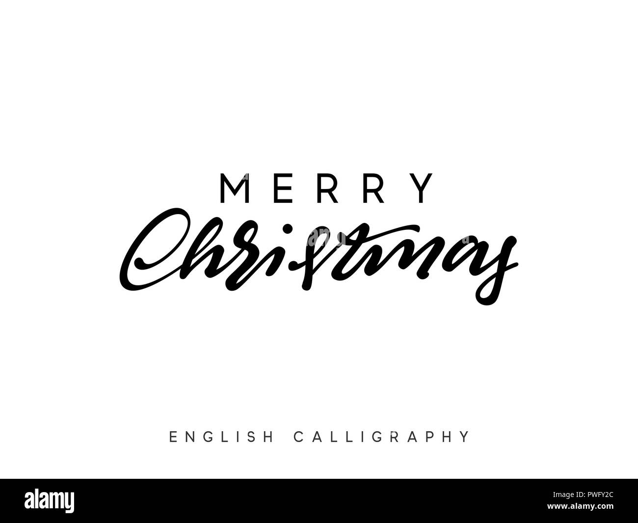 Text Merry Christmas. Xmas hand drawn calligraphy lettering Stock ...