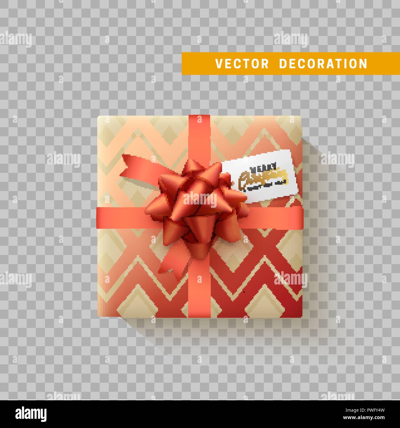 Gift box with bow and ribbon isolated on transparent background. Flat ...