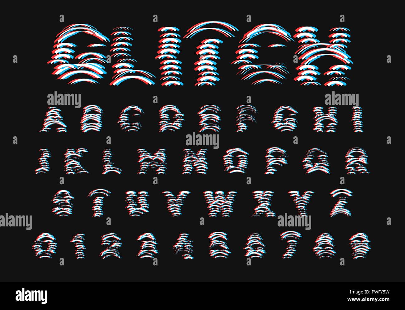 Glitch font. Digital alphabet letter. Trendy style lettering type Stock ...