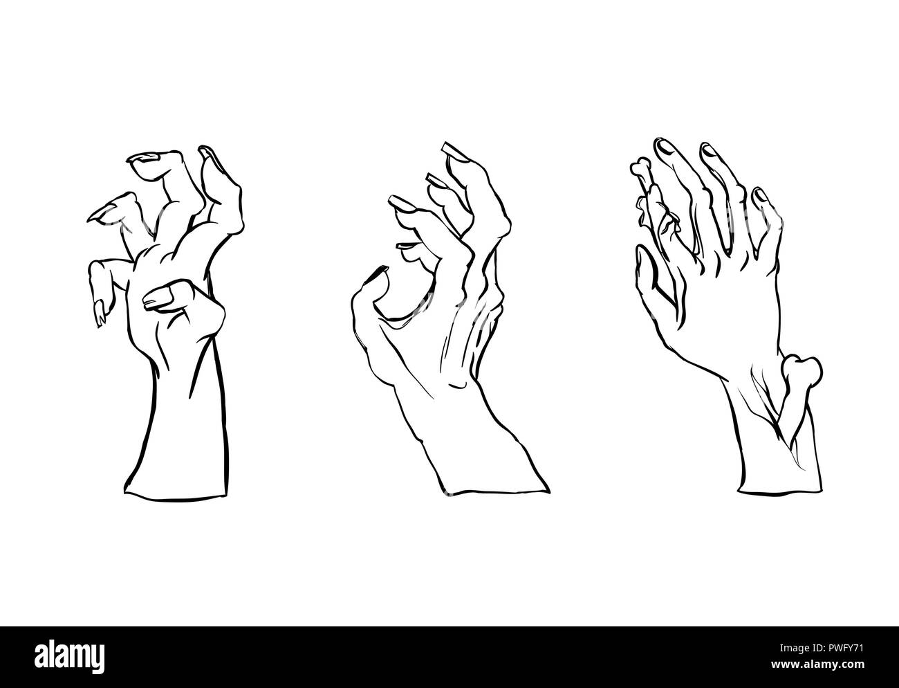 Zombie Hands Reaching Out Drawing