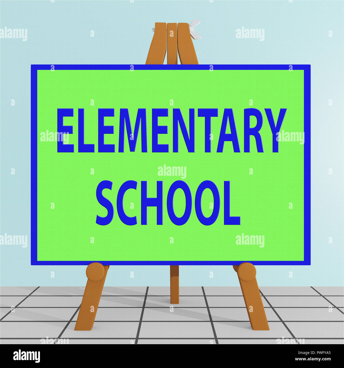 3D illustration of ELEMENTARY SCHOOL title on a tripod display board ...