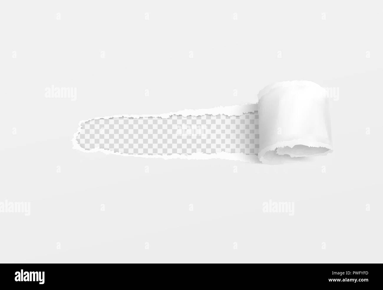 Torn paper realistic, hole in the sheet of paper on white background ...