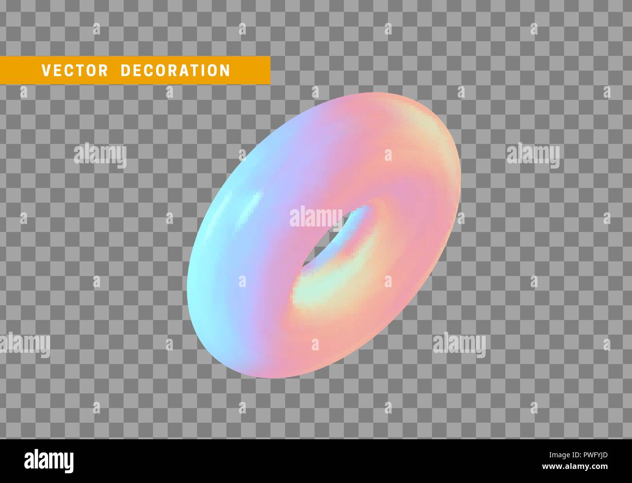 Design element in shape of 3d torus bright neon color. Round ring tor ...