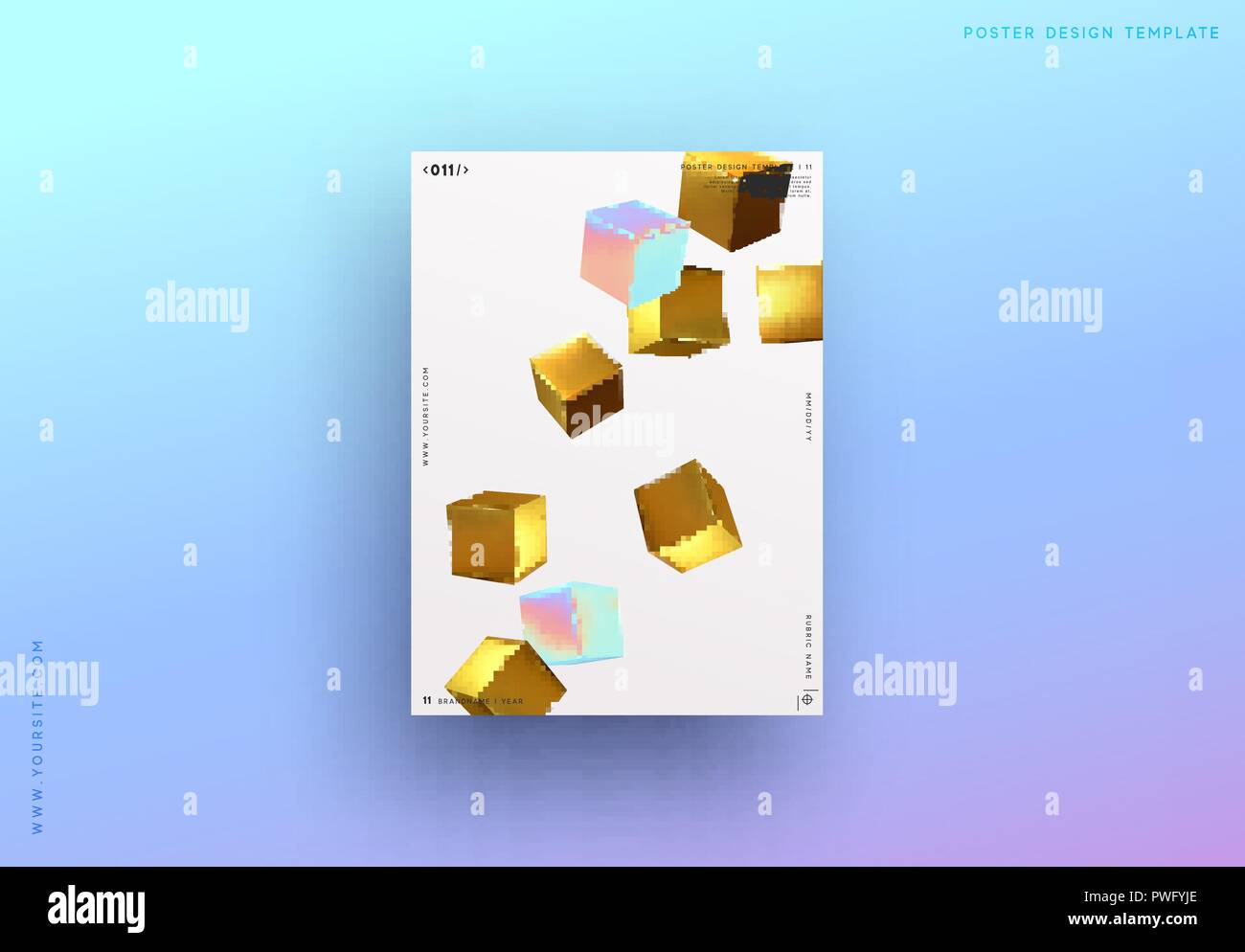 Minimal background with 3d geometric shapes golden and multi-colored ...