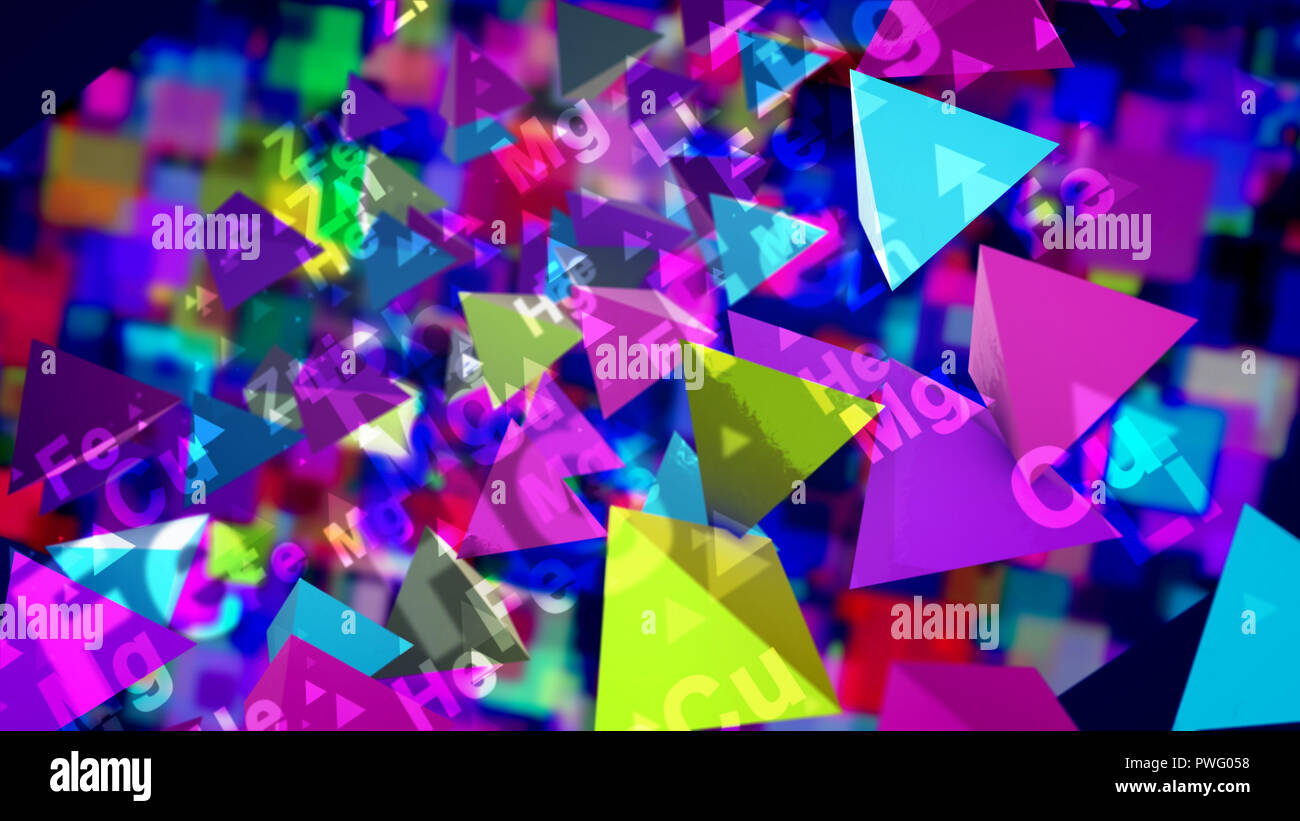 A hilarious 3d illustration of sparkling multicolored pyramids with the ...