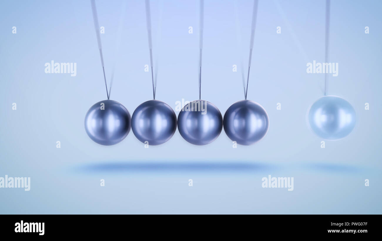 An impeccable 3d illustration of silver balls pendulum with swaying ...