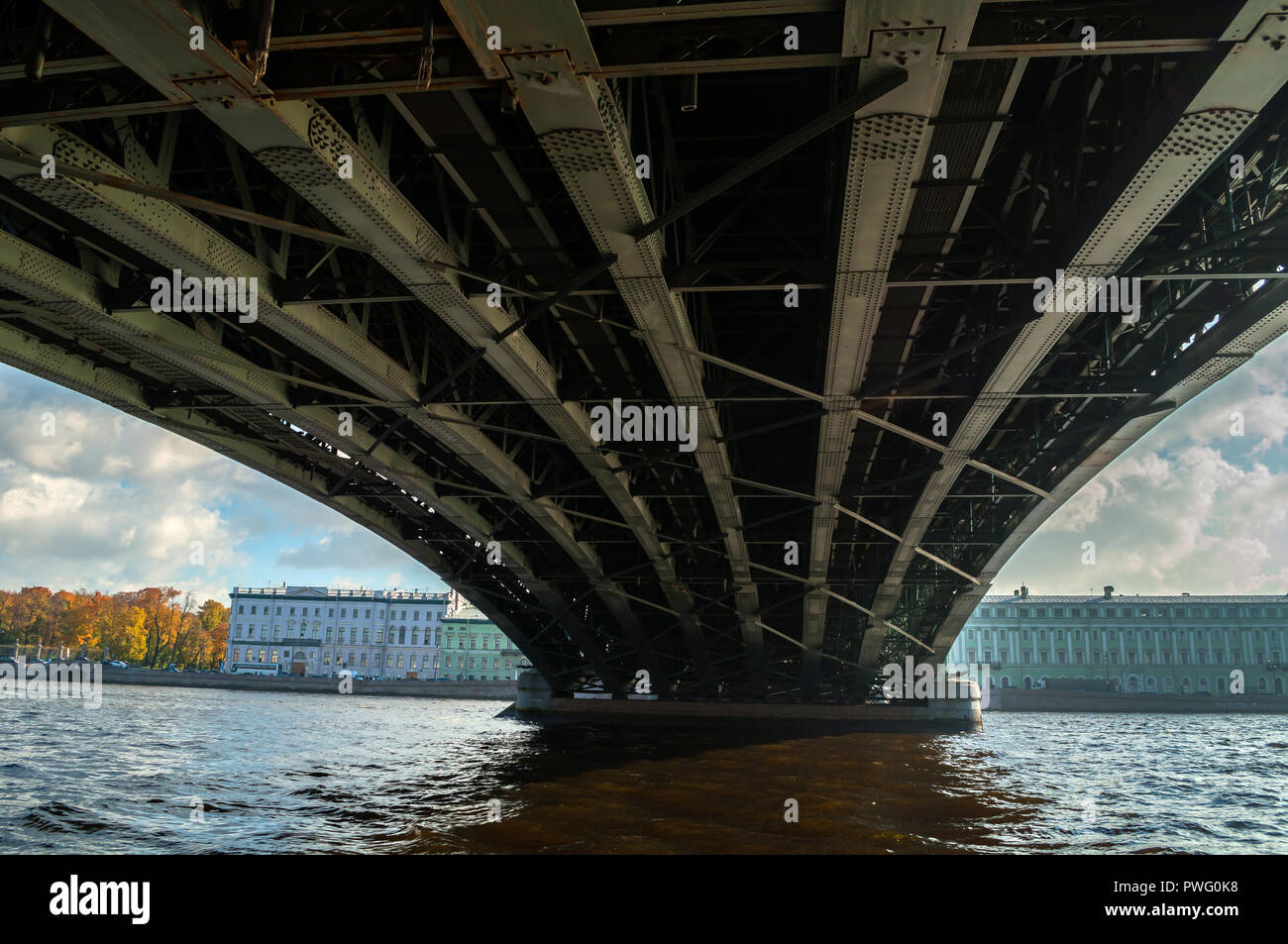 Trinity Bridge - bascule bridge across the Neva in St Petersburg ...