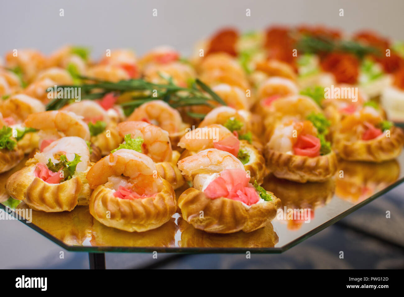 Delicious catering canapes on a buffet table Stock Photo - Alamy