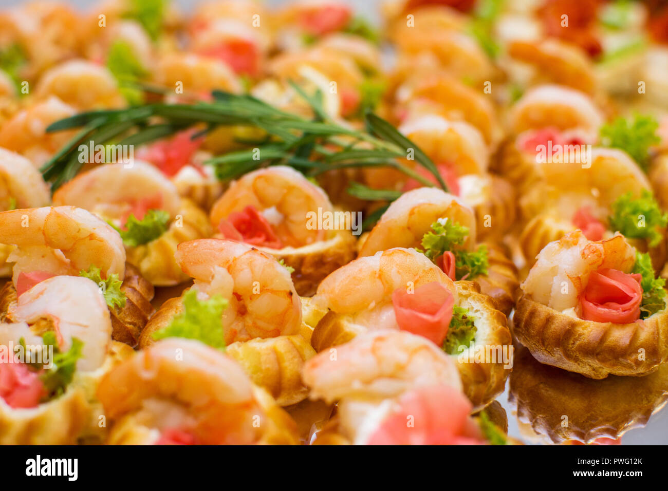 Lot canapes on buffet table hi-res stock photography and images - Alamy