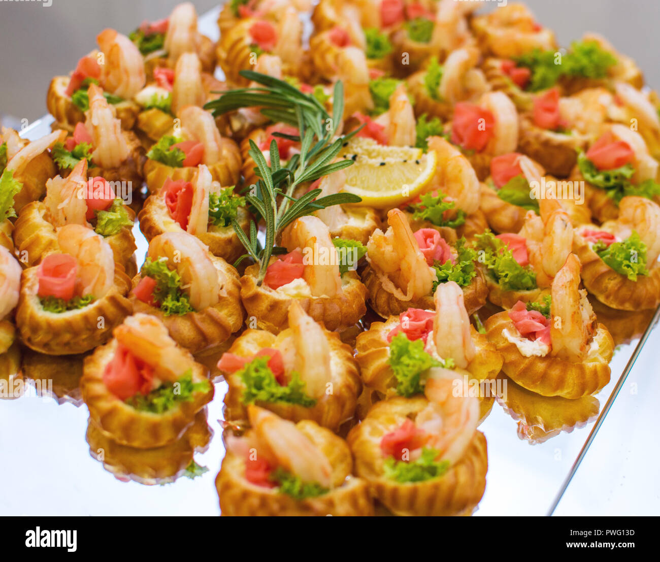 Lot canapes on buffet table hi-res stock photography and images - Alamy