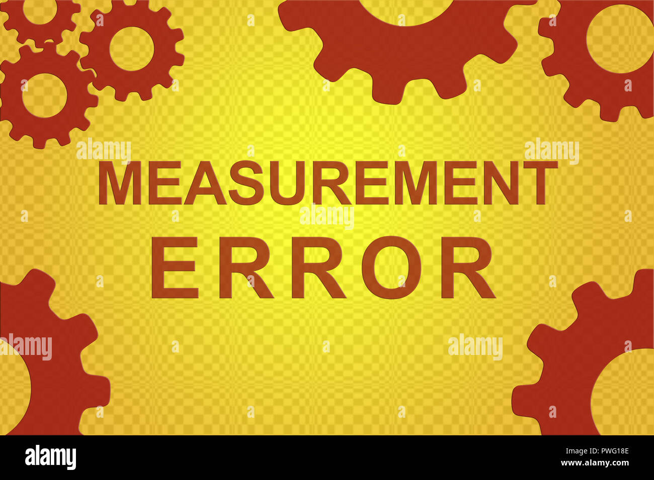 MEASUREMENT ERROR sign concept illustration with red gear wheel figures ...