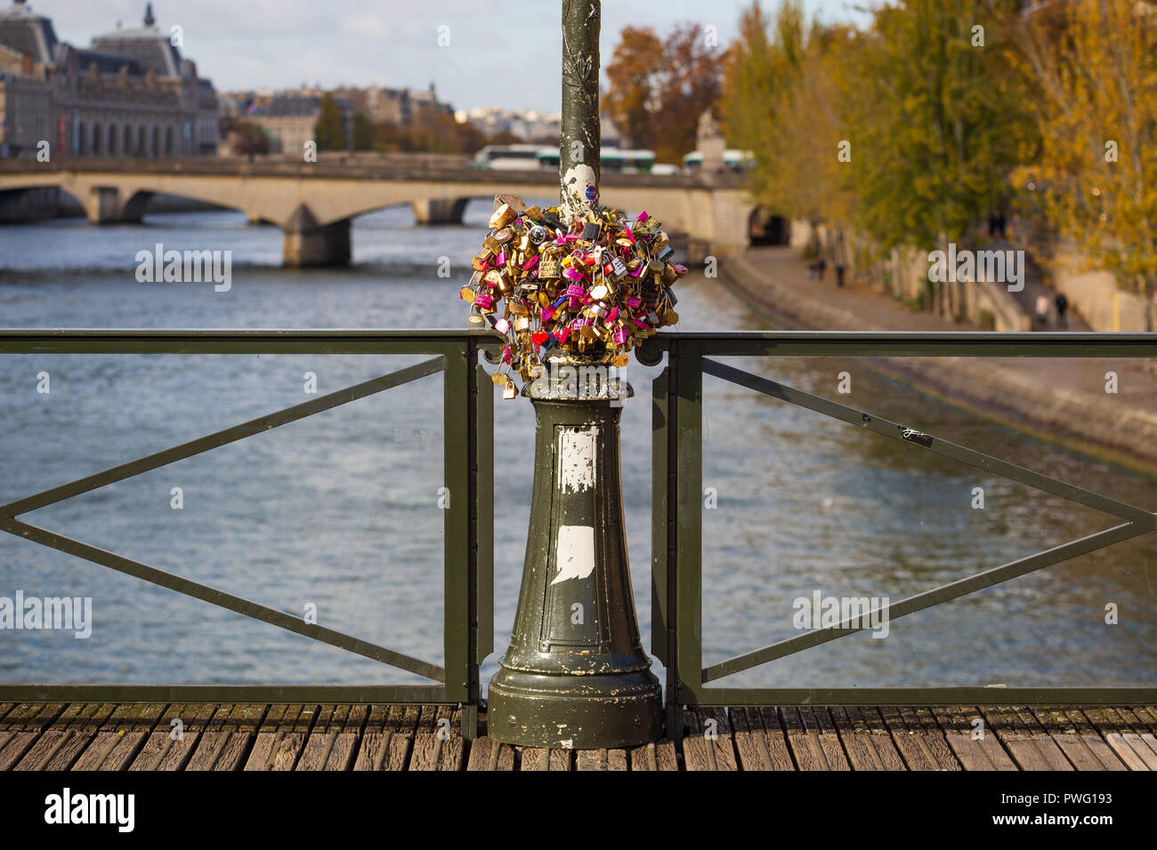 Locks on a lamp post in Paris, France Stock Photo - Alamy