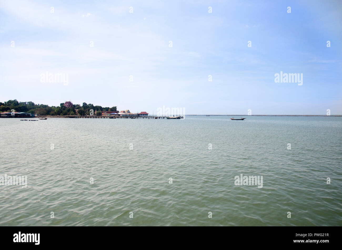 Fishing boat and ship floating in the sea for waiting fishing in night ...