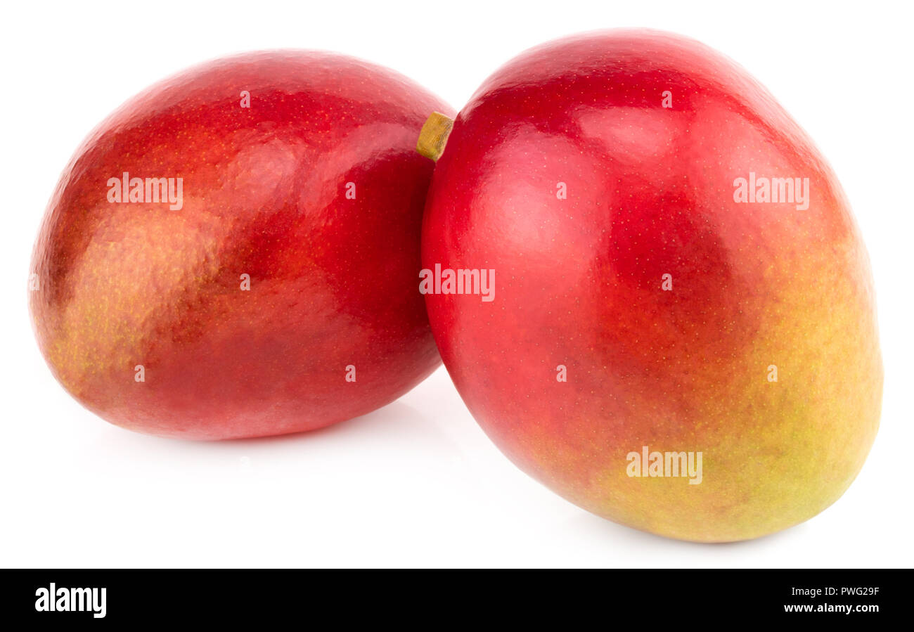 Two mangoes isolated on white background Clipping Path Stock Photo - Alamy