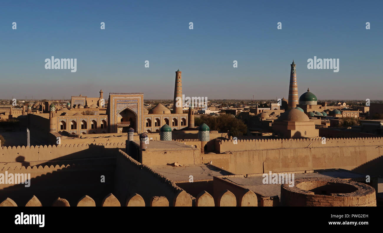 View from the Sheikh Bobo lookout tower of the historical complex Ichan ...