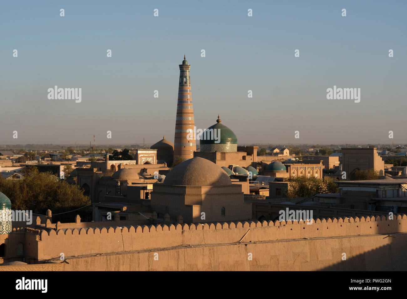 View from the Sheikh Bobo lookout tower at the historical complex Ichan ...