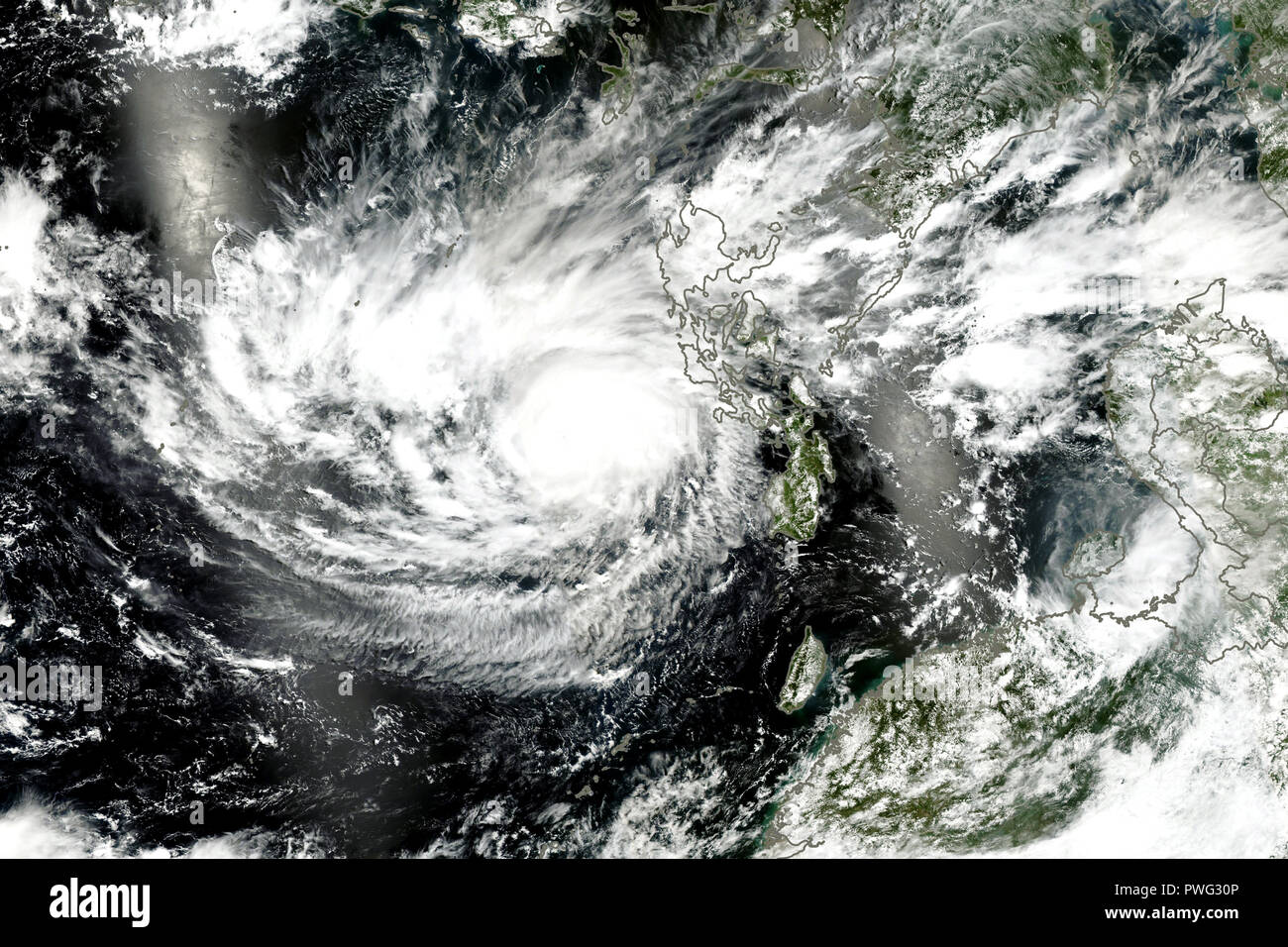 Typhoon from space. Satellite view. Elements of this image furnished by ...