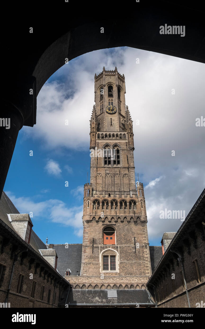 The Belfry of Bruges, a medieval tower and prominent landmark in the ...