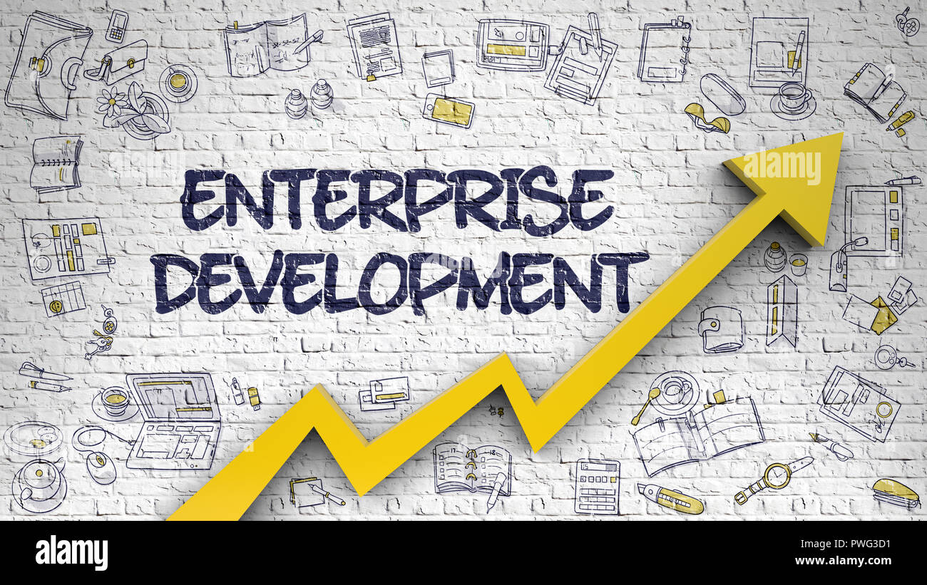 Enterprise Development Drawn on White Brick Wall. 3d Stock Photo - Alamy