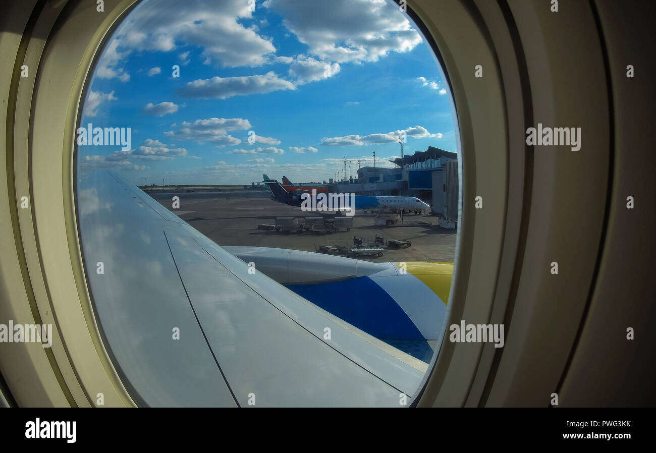 Loading cargo on plane in airport. cargo plane loading for logistic and ...