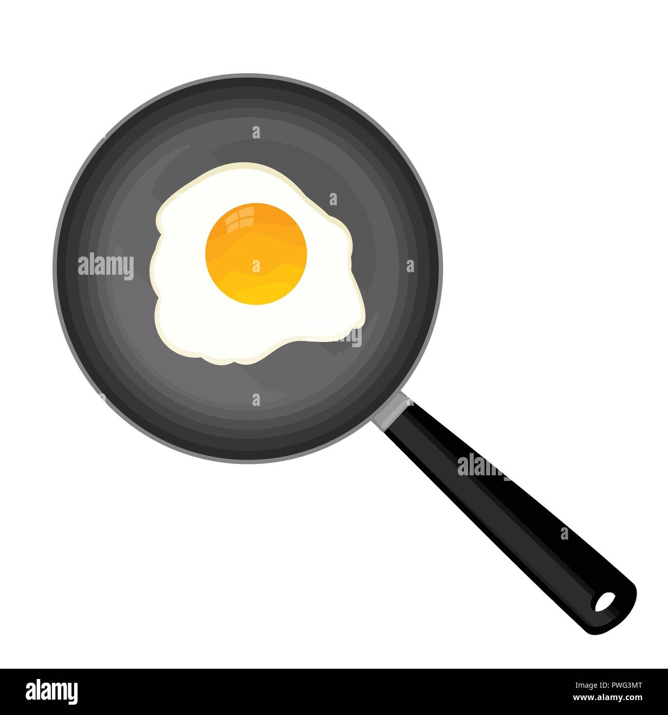 Fried egg on a frying pan over a white background, vector illustration Stock Vector Image & Art ...