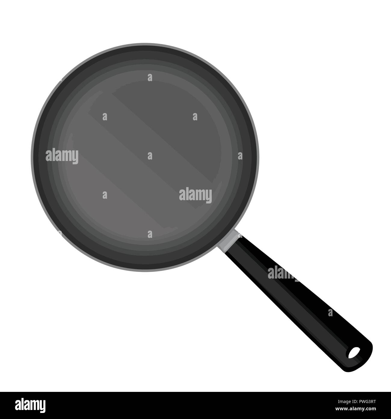 Vector realistic empty frying pan, top view isolated on white ...