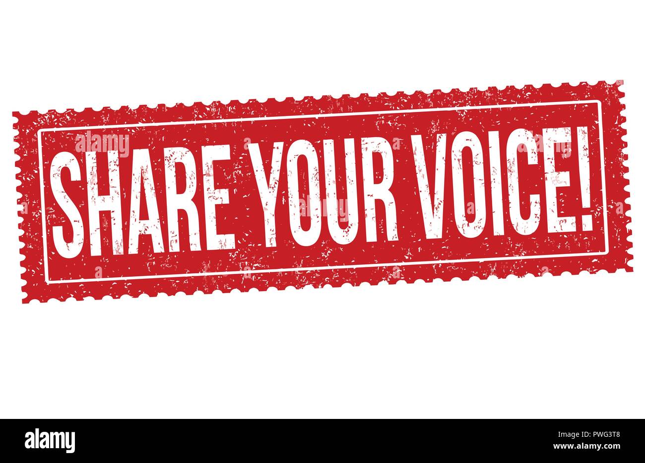 Share your voice sign or stamp on white background, vector illustration ...
