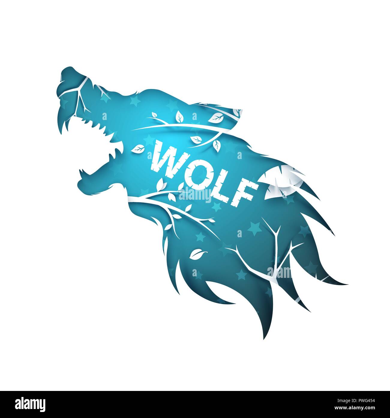 Werewolf, wolf, dog, raven, crow - paper illustration Stock Vector ...