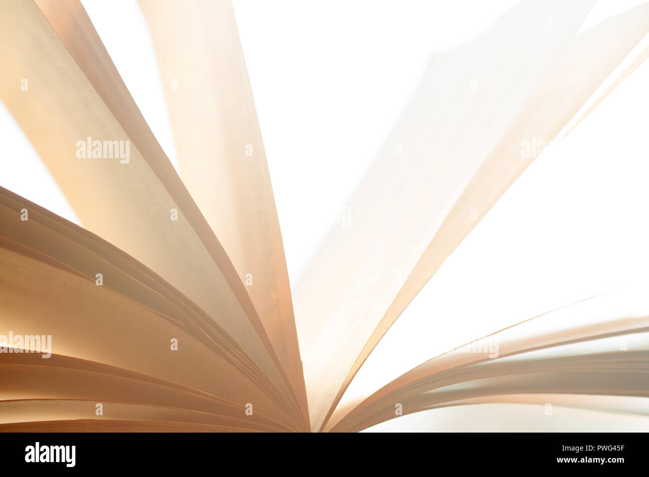 Open book pages abstract background texture on white Stock Photo - Alamy