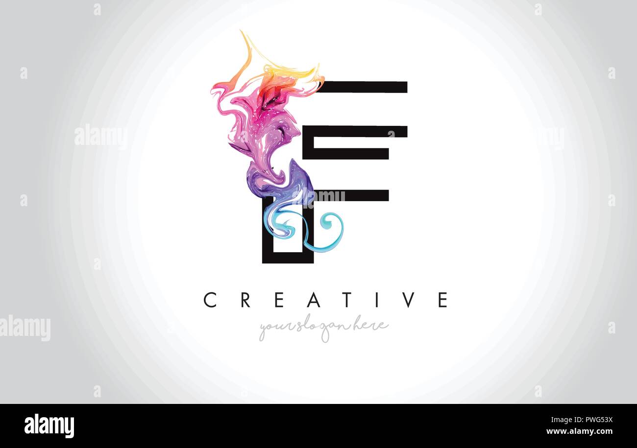 F Vibrant Creative Leter Logo Design with Colorful Smoke Ink Flowing ...