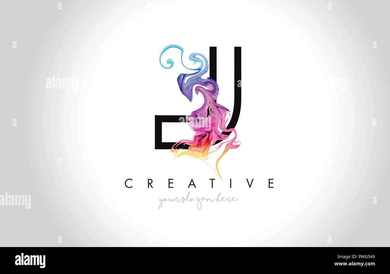 J Vibrant Creative Leter Logo Design with Colorful Smoke Ink Flowing ...