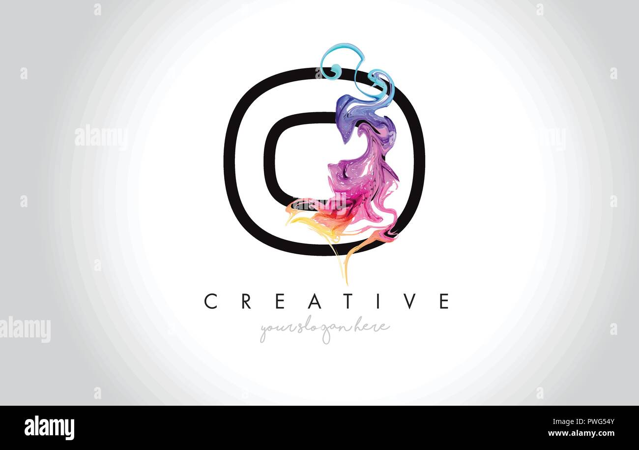 O Vibrant Creative Leter Logo Design with Colorful Smoke Ink Flowing ...