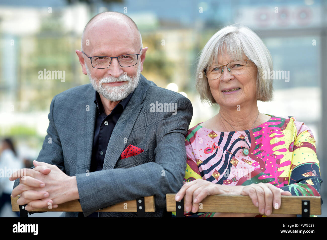 Friedbert Stohner and Anu Stohner in October 2018 at the Frankfurt Book ...
