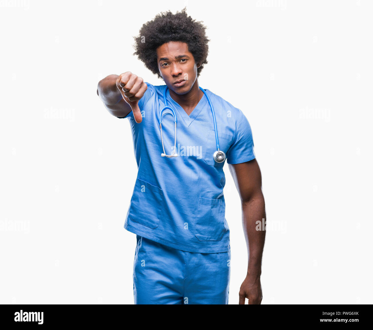 Afro american surgeon doctor man over isolated background looking ...