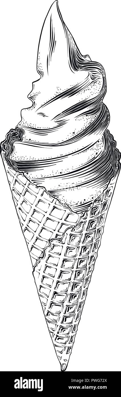 Hand drawn sketch of icecream in black isolated on white background ...