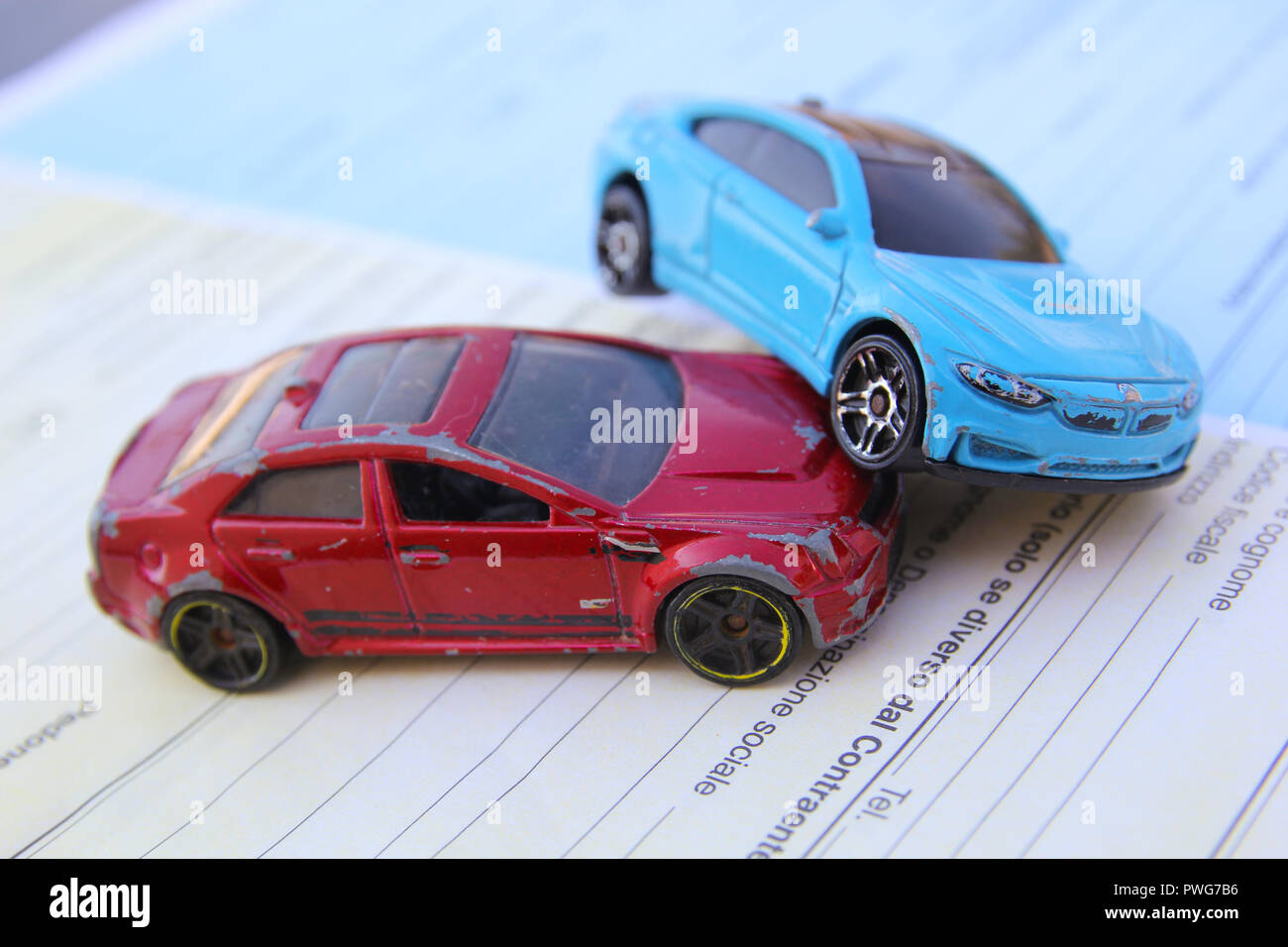 Motor vehicle collision between two cars Stock Photo - Alamy