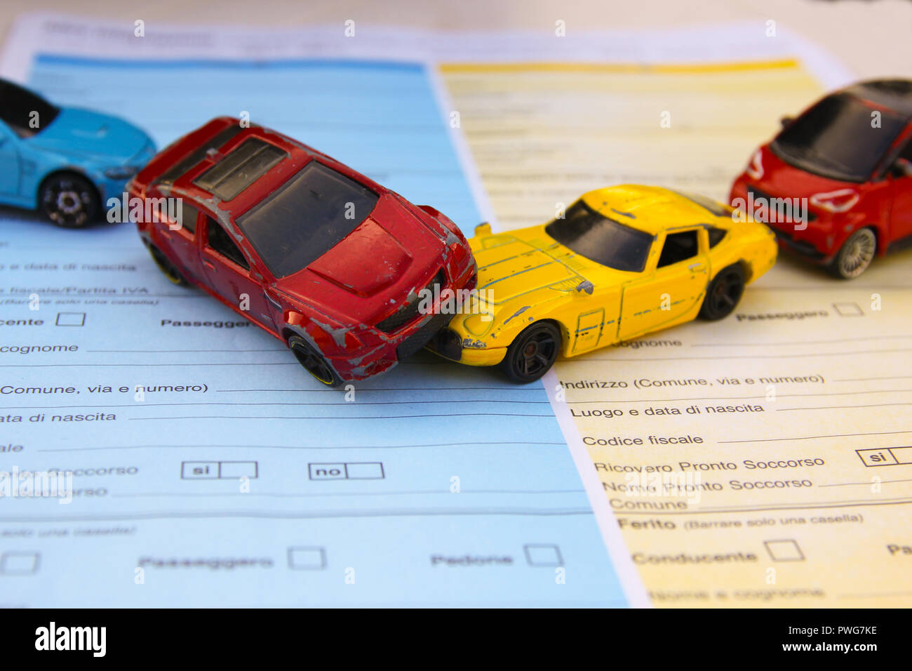 Motor vehicle collision between two cars Stock Photo - Alamy